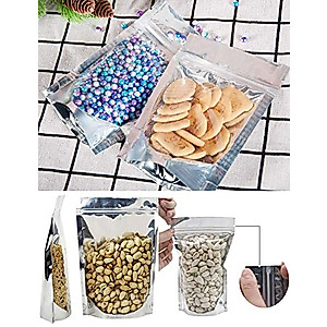 7.1x10.2" Candy Bags, 100PCS Stand Up Aluminum Foil Bags,Smell Proof Bags,Reclosable Airtight Foil Bags,Reusable Food Pouches Bags with Zip Lock,Sealable Treat Bags for Snacks Beans Coffee Dry Fruit