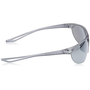 Nike Golf Cross Trainer Sunglasses, Matte Crystal Wolf Grey/White Frame, Grey with Silver Flash Lens