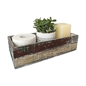 Wood Bathroom Decorative Storage Mason Jar Box, Toilet Paper Holder, Succulent Garden Planter, Diaper Organizer, Small Wooden Crate or Farmhouse Rustic Decor (Random)