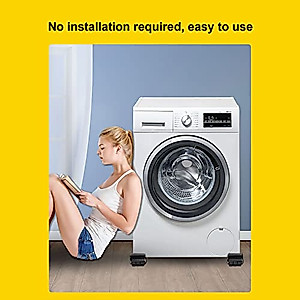 Heavy Duty Extensible Appliance Roller, 2 Sets Mobile Roller Bracket Furniture Raised Base Moving Wheels Washing Machine Base for Refrigerator Washing Machine(Black)