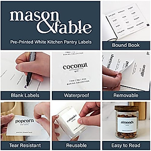 648 Pantry Organization Labels Booklet for Food Storage Containers, with 345 Preprinted Kitchen Baking & Spice Labels & Best-by Waterproof Matte White Vinyl Stickers for Food Jars & canisters