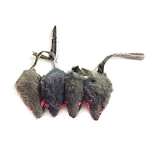 emours 12 Piece Pack Rattle Furry Mice Cat Toy Realistic Fur Mice Toys, Grey