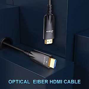 DTech 75ft Fiber Optic HDMI Cable with 4K 30Hz and 1080p 60Hz HD Video 3D ARC HDCP CEC High Speed Supported (75 Feet, Black) compatible with DVD Player, computer monitor, gaming console, TV