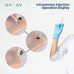LAPLAY IV Injection Training Pad Model, 4 Veins Imbedded 3 Skin Layers, Reusable and Durable for Doctors, Nurses, Veterinarians Practice ​Injection