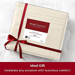 Mellanni Full Sheet Set - 6-Piece Iconic Collection Bedding, (Including 4 Pillowcases), 16-Inch Deep Pocket, Easy Care, Extra Soft, Cooling Sheets, Brushed Microfiber - Golden Ivory