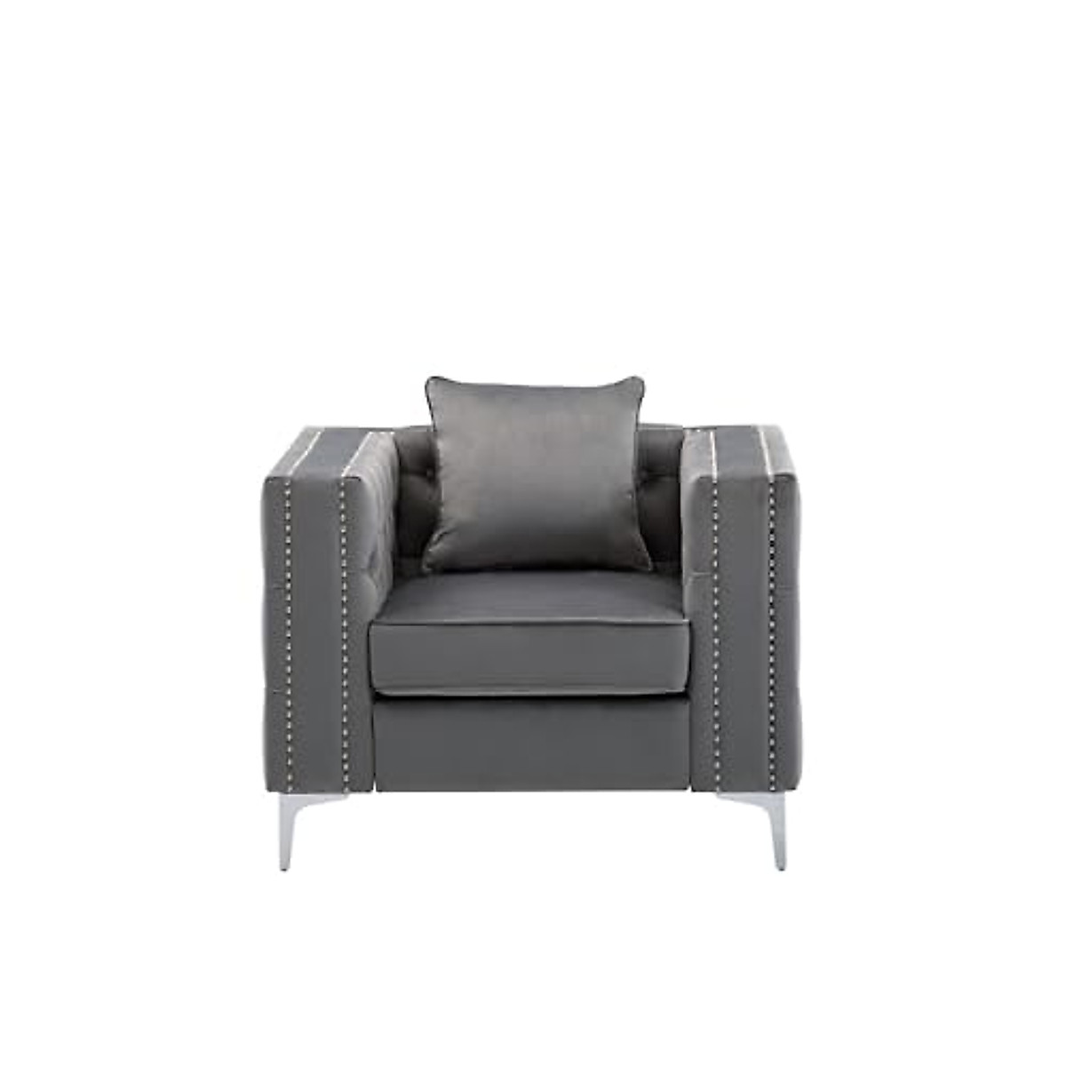 Dsnyu Accent Chair Gray, Modern Living Room Chairs Armchair Velvet Comfy Home Furniture 34" L X 40" W X 30" H