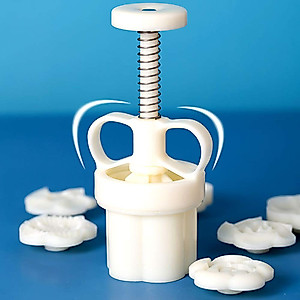 Ylskmu Cookie Stamp 6pcs 50g Moon Cake Mold Set, Thickness Adjustable Mid Autumn Festival DIY Hand Press Cookie Cutter Dessert Pastry Decoration Tool Moon cake Maker