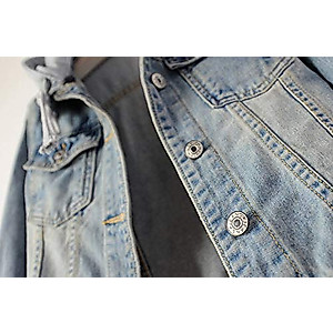 LifeShe Women's Casual Detachable Hoodie Denim Jacket