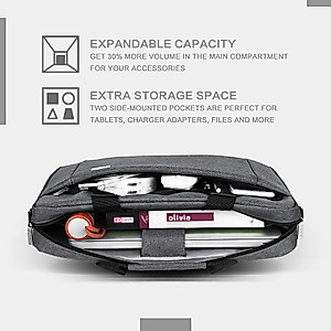 Voova Laptop Bag 15.6 15 14 Inch Briefcase, Expandable Computer Shoulder Messenger Bag Waterproof Carrying Case with Tablet Sleeve, Organizer for Men Women, Business Travel College School-Gray