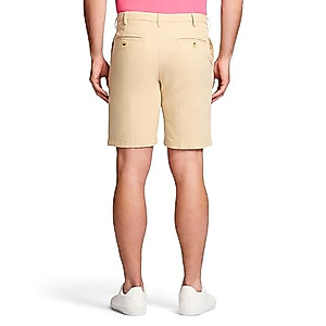 IZOD Men's Classic Saltwater 9.5" Flat Front Chino Short, Pale Khaki, 38
