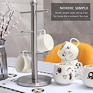 BESPORTBLE Mug Holder Tree, 1pc Stainless Steel Household Cup Drying Storage Rack Holder Stand Creative Cup Organizer for Home Coffee Counter Bar