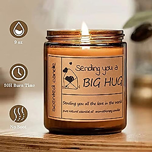 Candles Gifts for Women, Sending You a Big Hug, Positive Affirmations, Mothers Day, Birthday Valentine Gifts for Her Him Daughter Girlfriend Wife, Soy Wax Lavender Scent