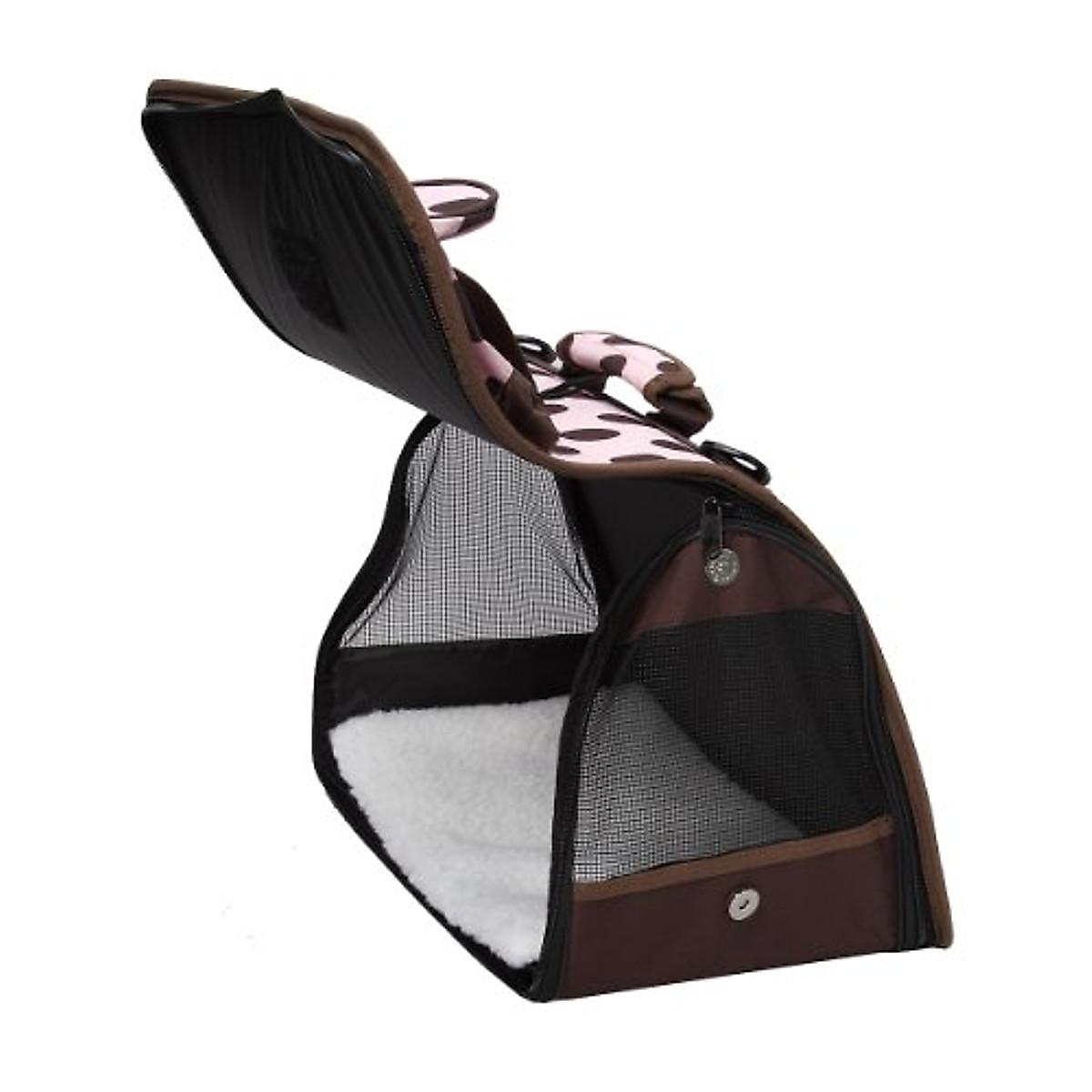 PET LIFE Folding Zippered Casual Airline Approved Fashion Travel Pet Dog Carrier with Bottle Holder, Medium, Plaid