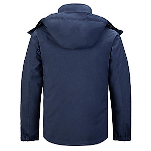 wantdo Men's Windproof Winter Coat Hoodie Puffer Jacket Quilted 3 in 1 jacket Navy XL