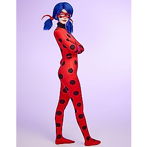 Miraculous Women's Classic Ladybug Screen Printing Jumpsuit with Eye Mask and Yoyo Bag Cosplay Costume (Large)