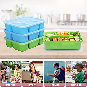 Ylebs 4 Pack Bento Lunch Box Reusable 4 Compartment Lunch Containers for Adults,BPA Free Plastic Divided Food Meal Prep Containers,Schools,Work and Travel