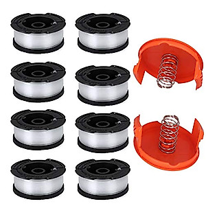 TOPEMAI AF-100 Spool, 0.065" Line String Trimmer Replacement Compatible with Black & Decker AF-100-3ZP GH900 GH600 String Trimmer(8 Pack+2 Spool Cap and Spring)