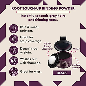 Root Touch Up Powder for Black Hair by Style Edit | Cover Color Grays and Roots Coverage Concealer Mineral Infused Binding Hairline