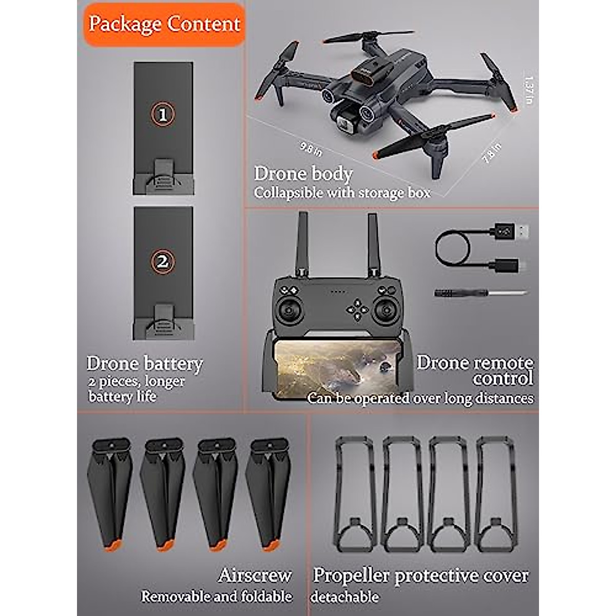 Drone with Camera, Remote Control Drones, 1080P HD Mini Drone for Kids Adults, With One Key Take Off/Landing, Electrically Tuned Camera, Obstacle Avoidance, Optical Flow Localization