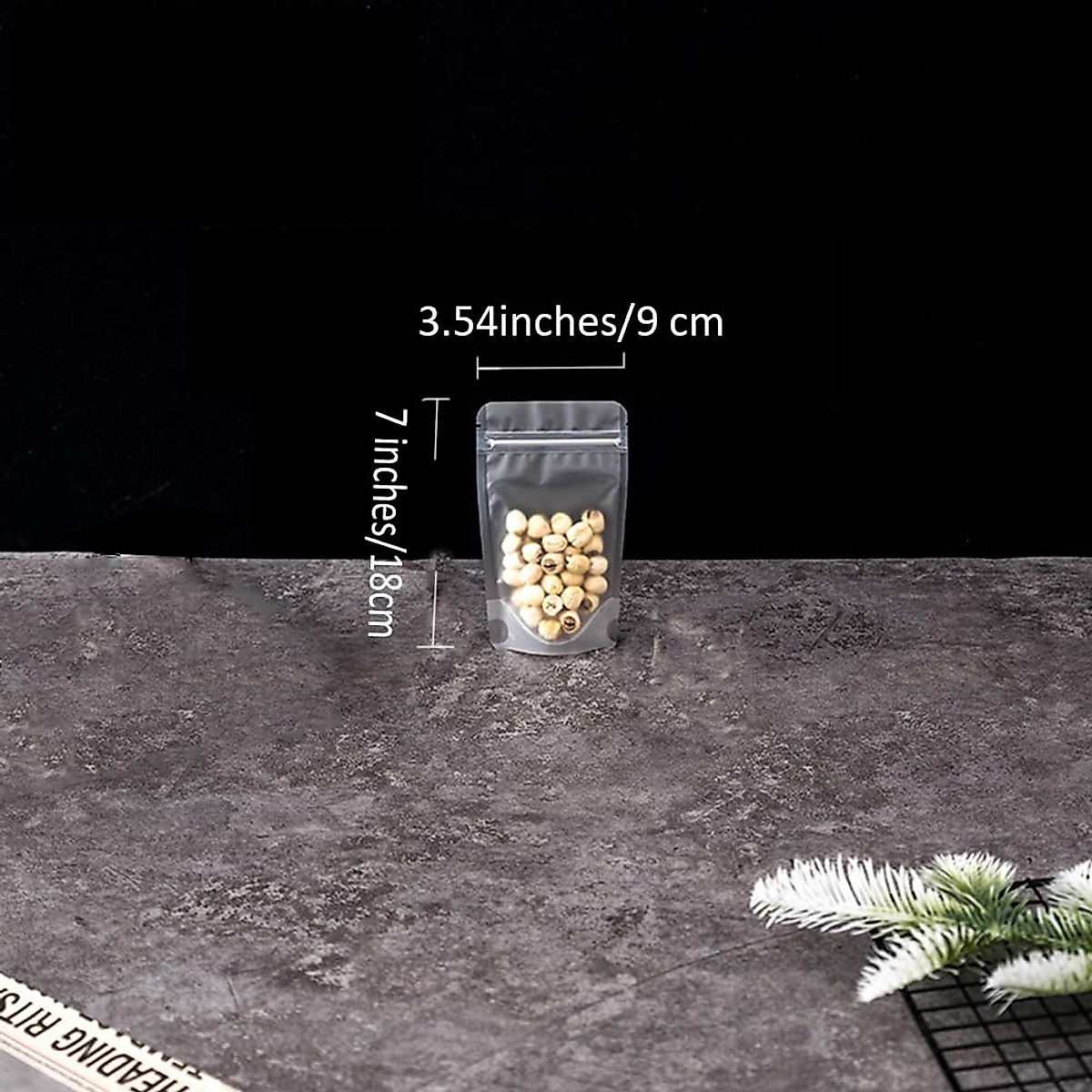 Frosted Stand-Up Zip-lock Bag - 80Pcs Resealable Bags for Packaging,Mylar Bags with Zipper Strip Storage Solution for Home and Kitchen（3.54x7Inches, 200microns)