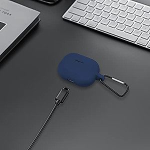 Geekria Silicone Case Cover Compatible with JBL Vibe 200TWS, Wave 200TWS True Wireless Earbuds, Earphones Skin Cover, Protective Carrying Case with Keychain Hook, Charging Port Accessible (Blue)