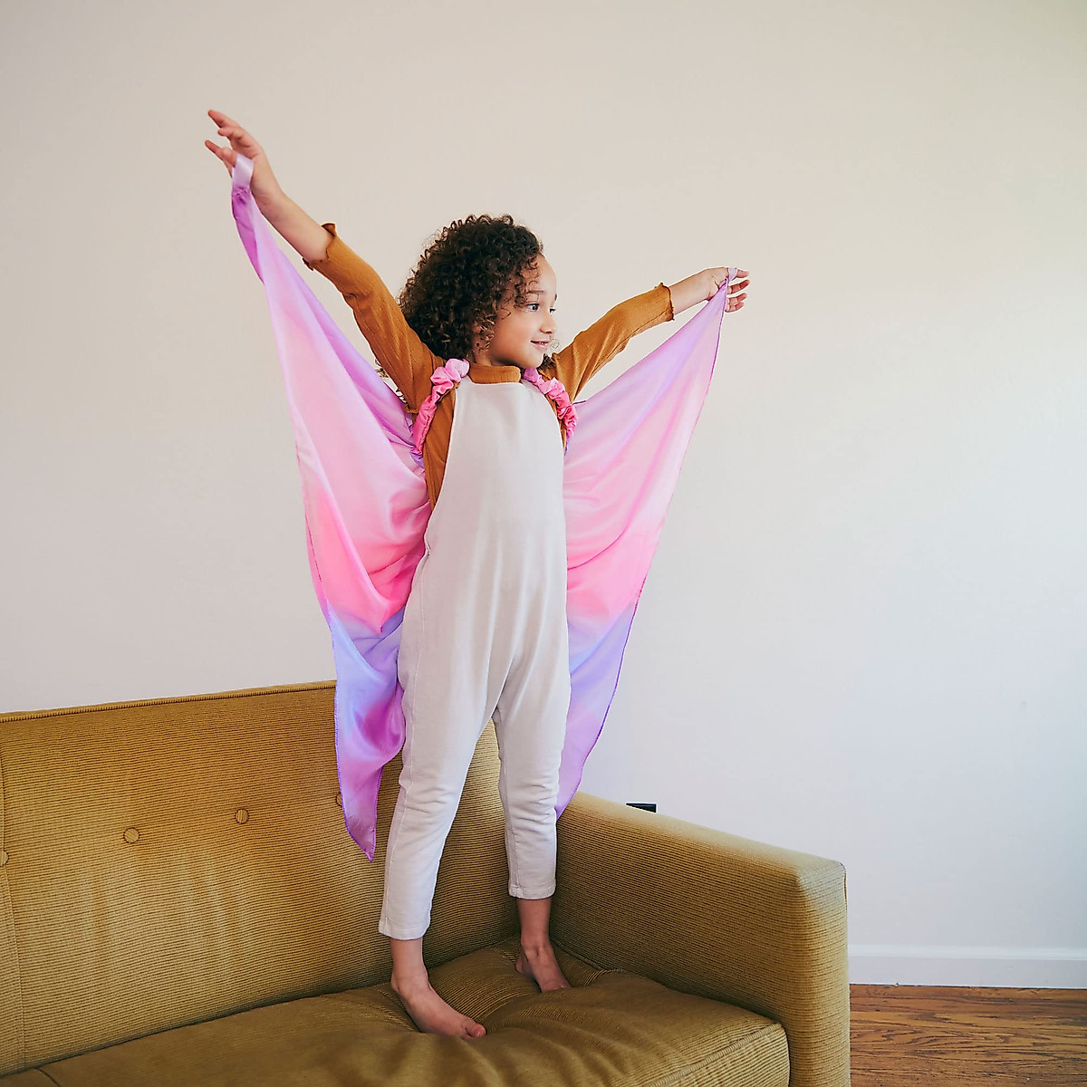 Sarah's Silks Blossom Fairy Wings | Butterfly Costume for Kids, Real Natural Silk Montessori Waldorf Toys Dress Up for Pretend Play | Hand Dyed Toy for Girls Ages 3-8