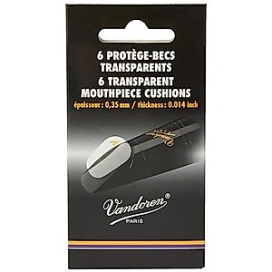 Vandoren VMC6 Mouthpiece Cushions; Clear; Thin; 0.35mm/.014"; Pack of 6