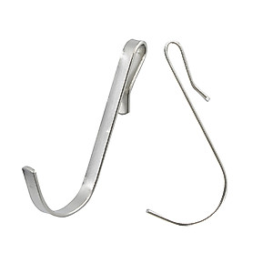 AUXBC 20Pcs J Shaped Hook Stainless Steel Hanger Hooks Clip-on Hook Wire Rack Hook Hanging Sink Grid Hook Shelf Hooks for Kitchen Bedroom Office, Silver