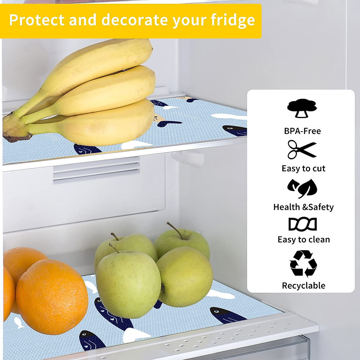 9 Pcs Refrigerator Liners Mats, Washable Refrigerator Shelf Liners Non-Slip Fridge Liner Refrigerator Mats, Can Be Cut Oilproof Drawer Shelf Cabinet Liner for Kitchen Gadgets 17.7"x11.8" (Orange)