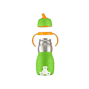Kid Basix Safe Sippy, Stainless Steel Cup for Babies/Toddlers, Round Spout, Dishwasher Safe, BPA Free, 11 OZ. Travel/School/Play Green