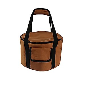 Gojiny Insulated Round Thermal Casserole Food Carrier Outdoor Round Cookware Storage Bag with Zippered Waterproof Canvas Organizer Carrying Bag with Handles for Amping Cookware Other Sundries