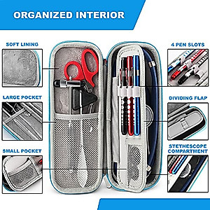 Primacare KB-9397-BL Stethoscope Case, Supplies Included, Blue with Multiple Compartments, Portable and Lightweight First Aid Kit Bag with Vital Medical Supplies, Nursing Accessories for Nurses