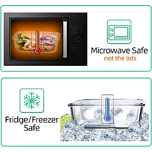 C CREST 5-Pack,3 Compartment Glass Meal Prep Containers Set,34oz, Divided Glass Food Storage Containers with Lids, Glass Lunch Box with Dividers