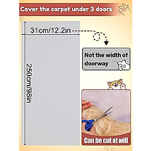 8.2Ft Cat Carpet Protector, Heavy Duty Plastic Pets Scratch Stopper for Carpet, Easy to Cut, Clear Non-Slip Floor Runner Prevent Carpets Rugs from Scratching Tearing Wearing at Doorway