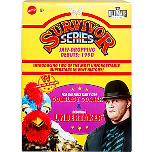 Mattel WWE Set of 2 Action Figures, Ultimate Edition Survivor Series 1990 Undertaker & Gobbledy Gooker Collectibles with Interchangeable Accessories