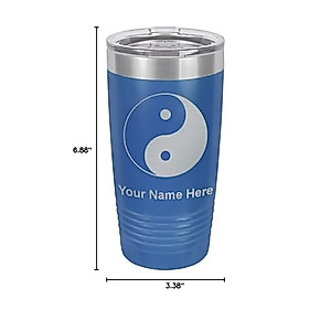 LaserGram 20oz Vacuum Insulated Tumbler Mug, Yin Yang, Personalized Engraving Included (Dark Blue)