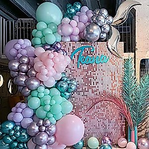 164Pcs Mermaid Balloon Garland Kit-Mermaid Tail Balloons Arch Party Decorations with Metallic Purple Pink and Blue Balloons for Girls Little Mermaid Ariel Birthday Under The Sea Party Decor Baby Shower Supplies