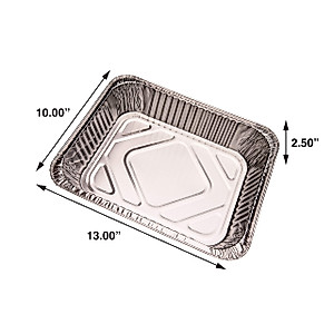J-Line Design Aluminum Foil Disposable Roasting Broiler Pan - Half Size Steam Table Pan - 13 x 10 x 2.5 Inch - 18 Pack - Complete with Silicone Basting Brush and Stainless Steel Mini Tongs
