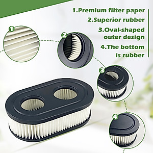 HOMJOY 6 Packs Filters+6 Packs Sponge, 593260 Lawn Mower Air Cleaner Cartridge Filter & Sponge, Replacement Filters for 4247 5432 5432k 09P00 09P702 550E 500EX 550EX 625 575EX Series Engine (6+6)