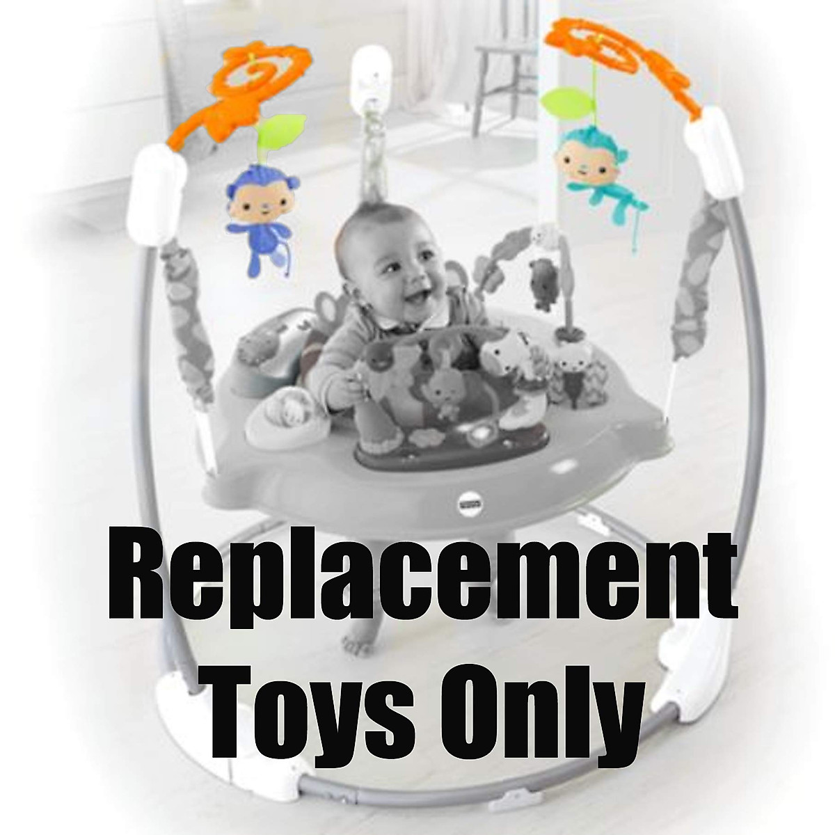 Replacement Parts for Rainforest Jumperoo - Fisher-Price Roarin' Rainforest Jumperoo CBV63 ~ Replacement Toys ~ Orange Vines with Blue Monkeys