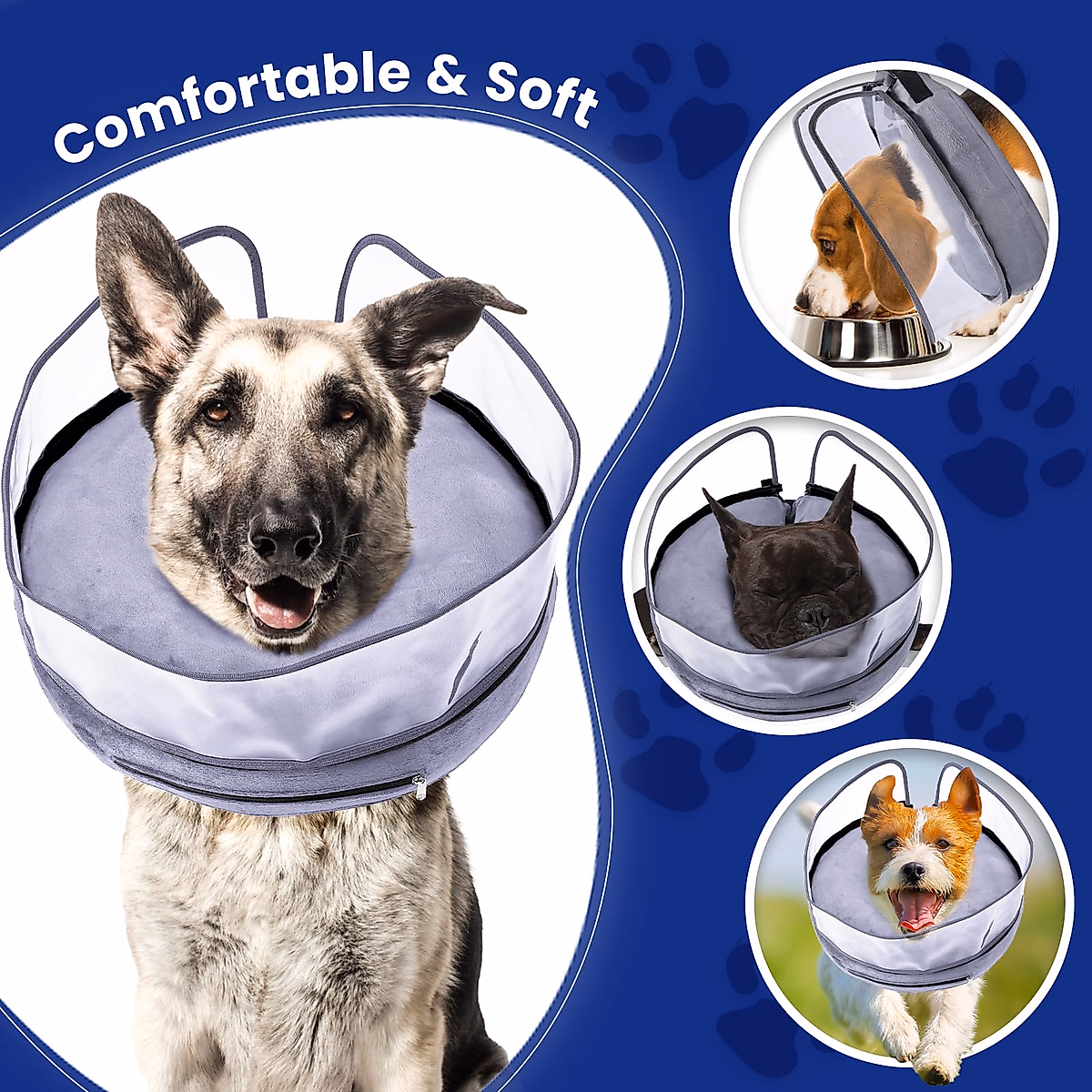 BARKLESS Dog Cone Collar, Inflatable Dog Cone After Surgery for Large Dogs, Soft Dog Cone of Alternative with Enhanced Anti-Licking Guard Shield for Pets, Protective Dog Donut Collar