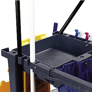 Carlisle FoodService Products Plastic Short Platform Janitorial Cart, 300 lbs Capacity, 45" x 19" x 39", Gray