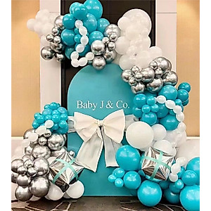 MOXMAY 102 Pieces Teal Blue Balloons 18In 12In 10In 5In Different Sizes Party Balloon Kit for Birthday Halloween Christmas Wedding Baby Shower Bride Party Decoration (Teal Blue)