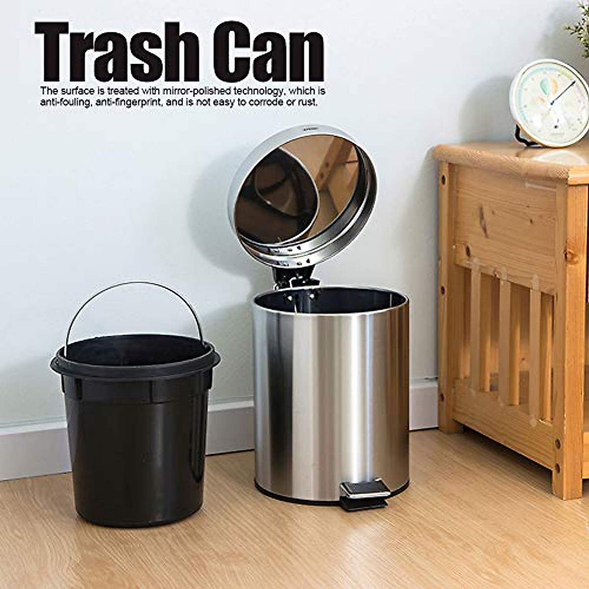 AUNMAS Rubbish Bin, Garbage Bin, Wear- Non-fouling with Ergonomics Handle Living Room Bedroom