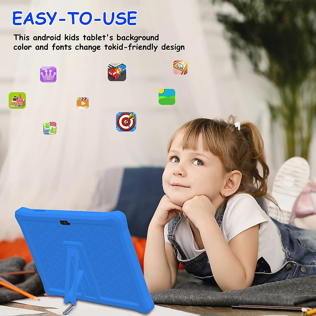 ZZB Kids Tablet 10 Inch Toddler Tablet, Android 11 Tablet for Boys Girls, 32GB Storage 2GB RAM, 6000mah Battery Quad-Core Processor Dual Camera WiFi Bluetooth, Parental Control APP, with Tablet Case.