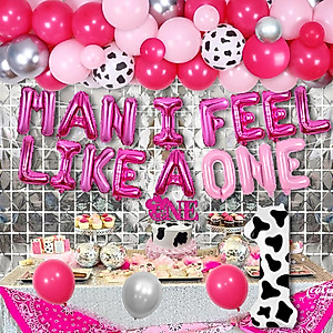 Wonmelody Western Cowgirl 1st Birthday Decorations Disco Man I Feel Like I'M One Birthday Decor Disco Cowgirl 1st Birthday Garland Kit High Chair Banner Curtains Cake Topper for My First Rodeo Party