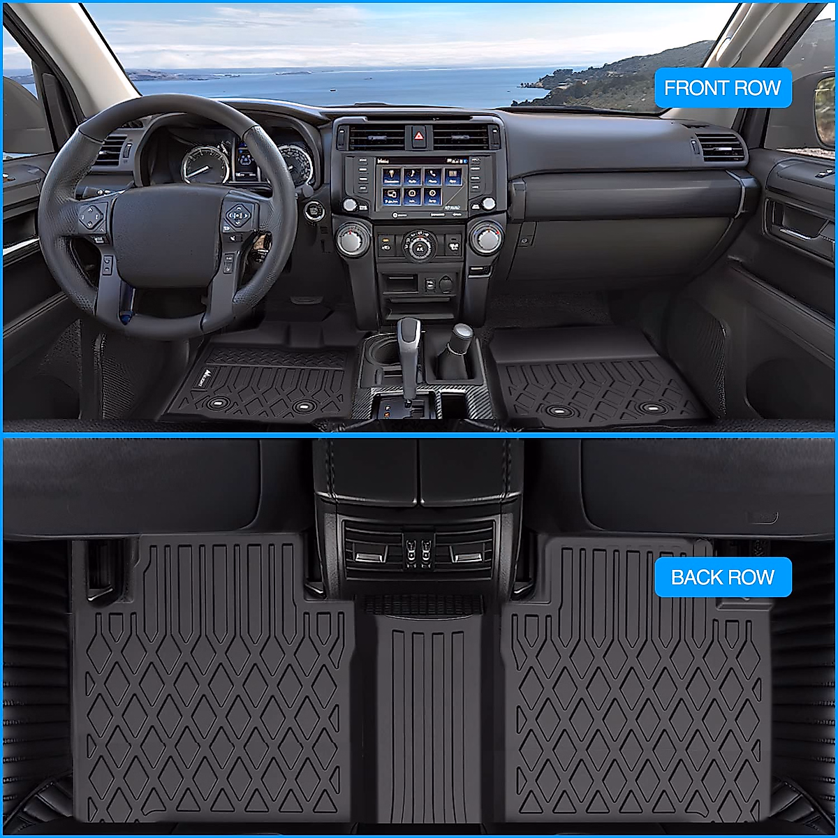 Nilight TPE Floor Mats for Toyota Tacoma Double Cab 2018 2019 2020 2021 2022 2023,All Weather Custom Fit Heavy Duty Floor Liners