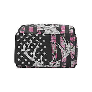 Custom Diaper Bag Backpack - Camo Flag Deer Pink Baby Girl Diaper Bag Backpack for Dad Boy Men with Name