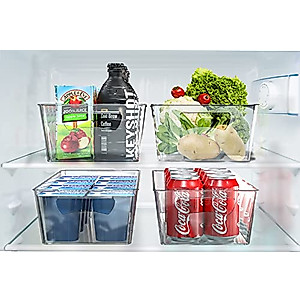 Simple Houseware 4PK L Size Kitchen Bin Organizer, 14" x 7" x 3.75", Clear