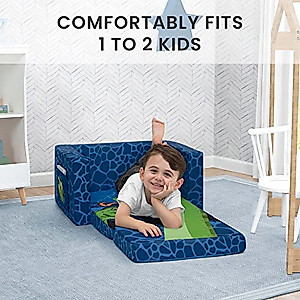 Delta Children Dinosaur Cozee Flip-Out Chair For Relaxing- 2-in-1 Convertible Lightweight,Portable Chair to Lounger for Toddlers & Kids